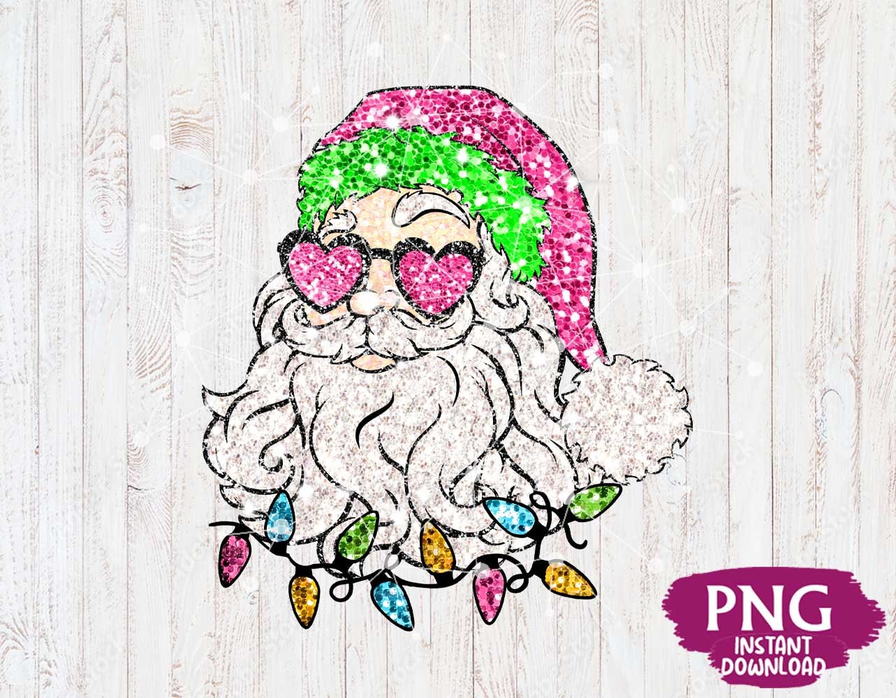 Pink Santa Claus PNG, Christmas Glitter Bling PNG, Christmas ...