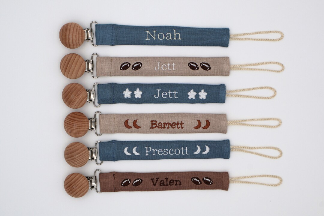 Personalized Pacifier Clip Holder, Embroidered Name, Custom Boho ...