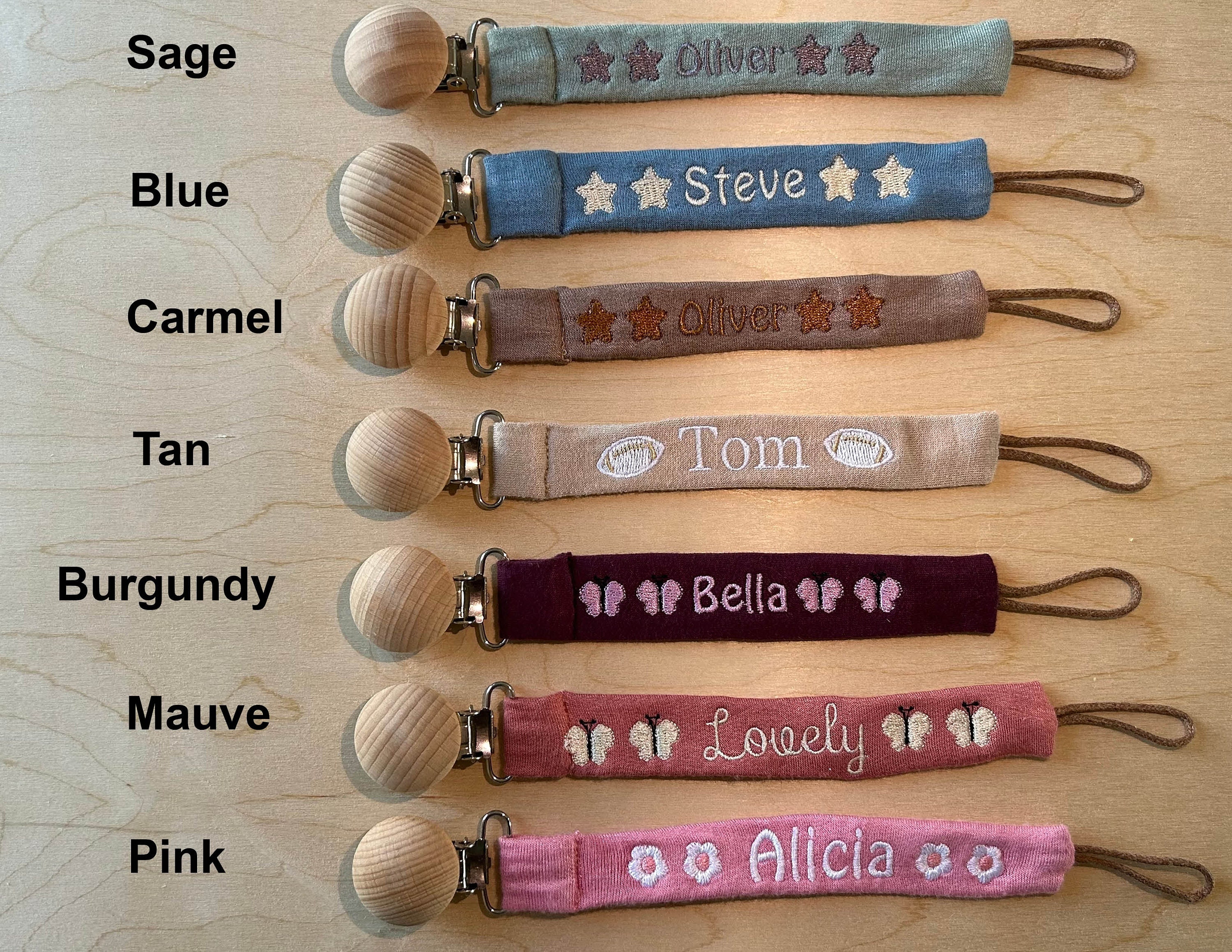 Personalized Pacifier Clip Holder, Embroidered Name, Custom Boho ...