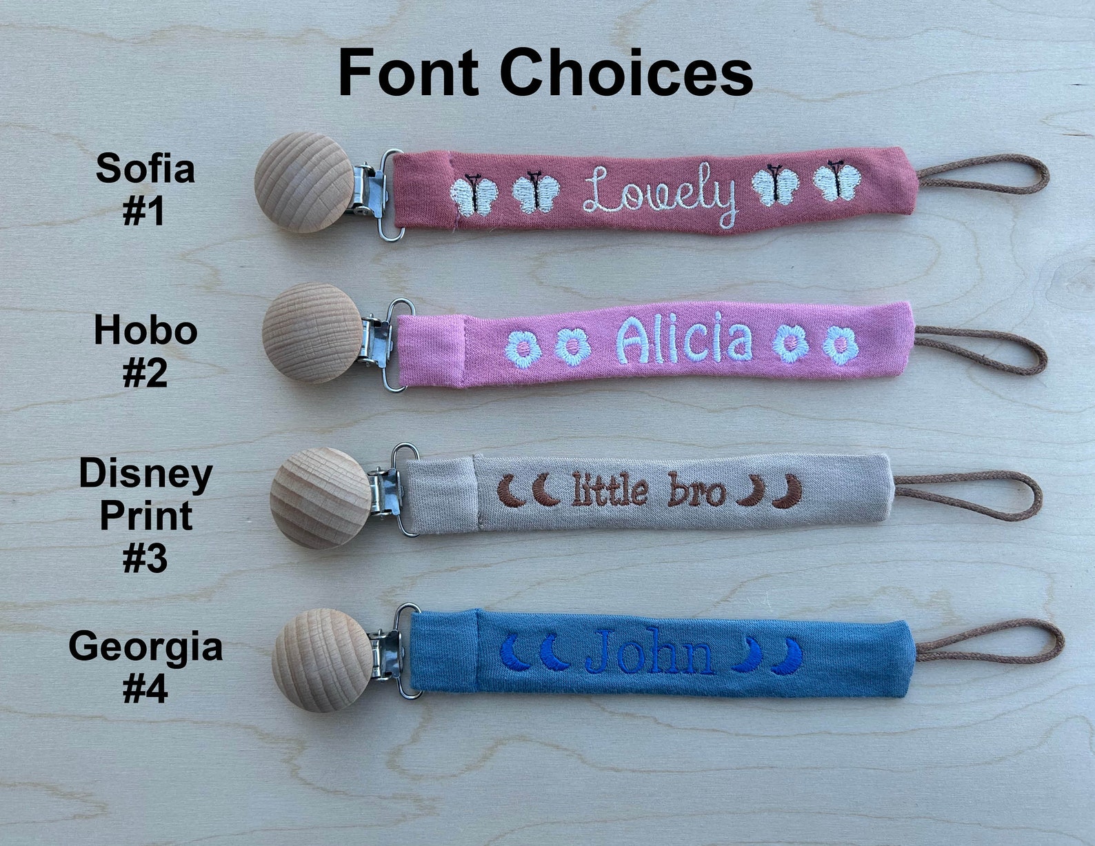 Personalized Pacifier Clip Holder, Embroidered Name, Custom Boho ...