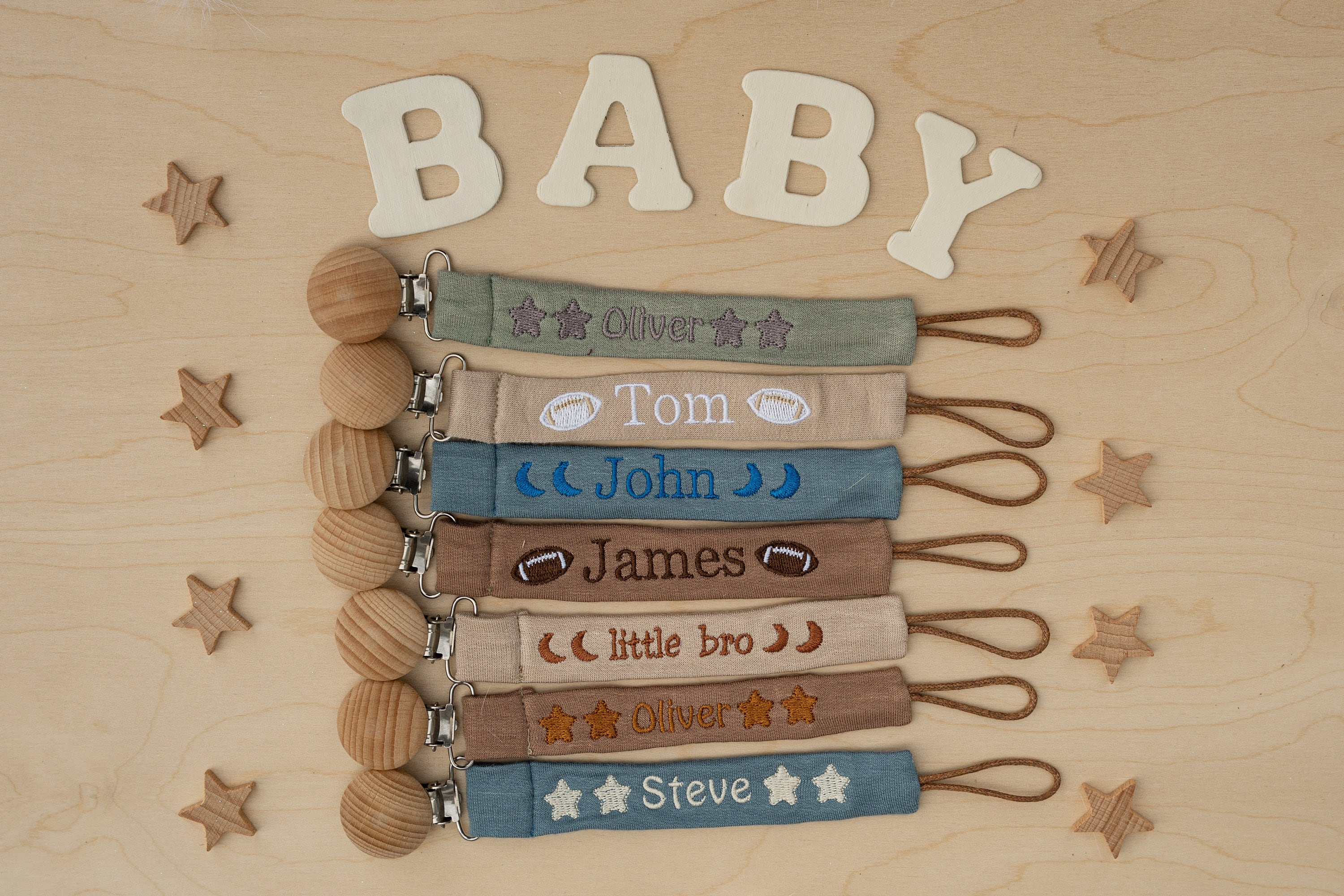Personalized Pacifier Clip Holder, Embroidered Name, Custom Boho ...