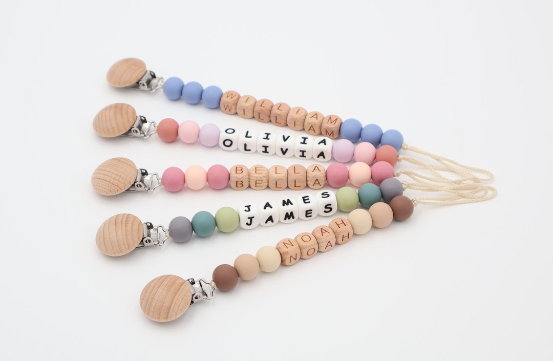 Personalized Pacifier Clip, Custom Newborn Pacifier Clip, Baby Shower ...