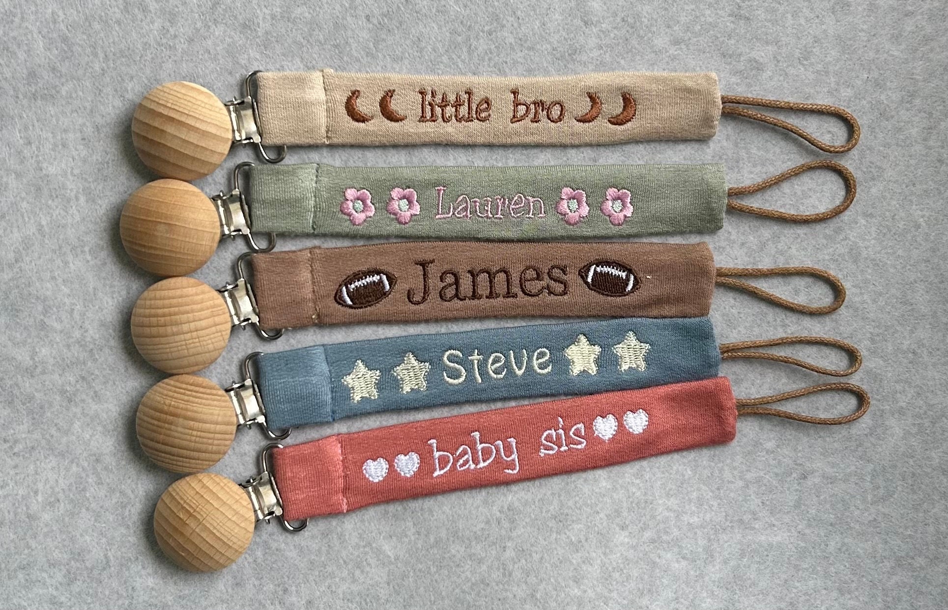 Personalized Pacifier Clip Holder, Embroidered Name, Custom Boho ...