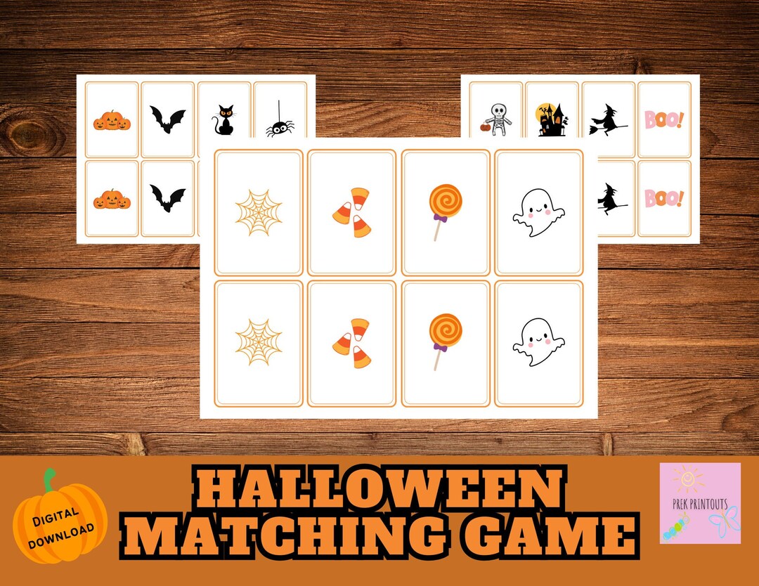 Halloween Matching Card Game, Prek Matching Game, Halloween Memory Game ...