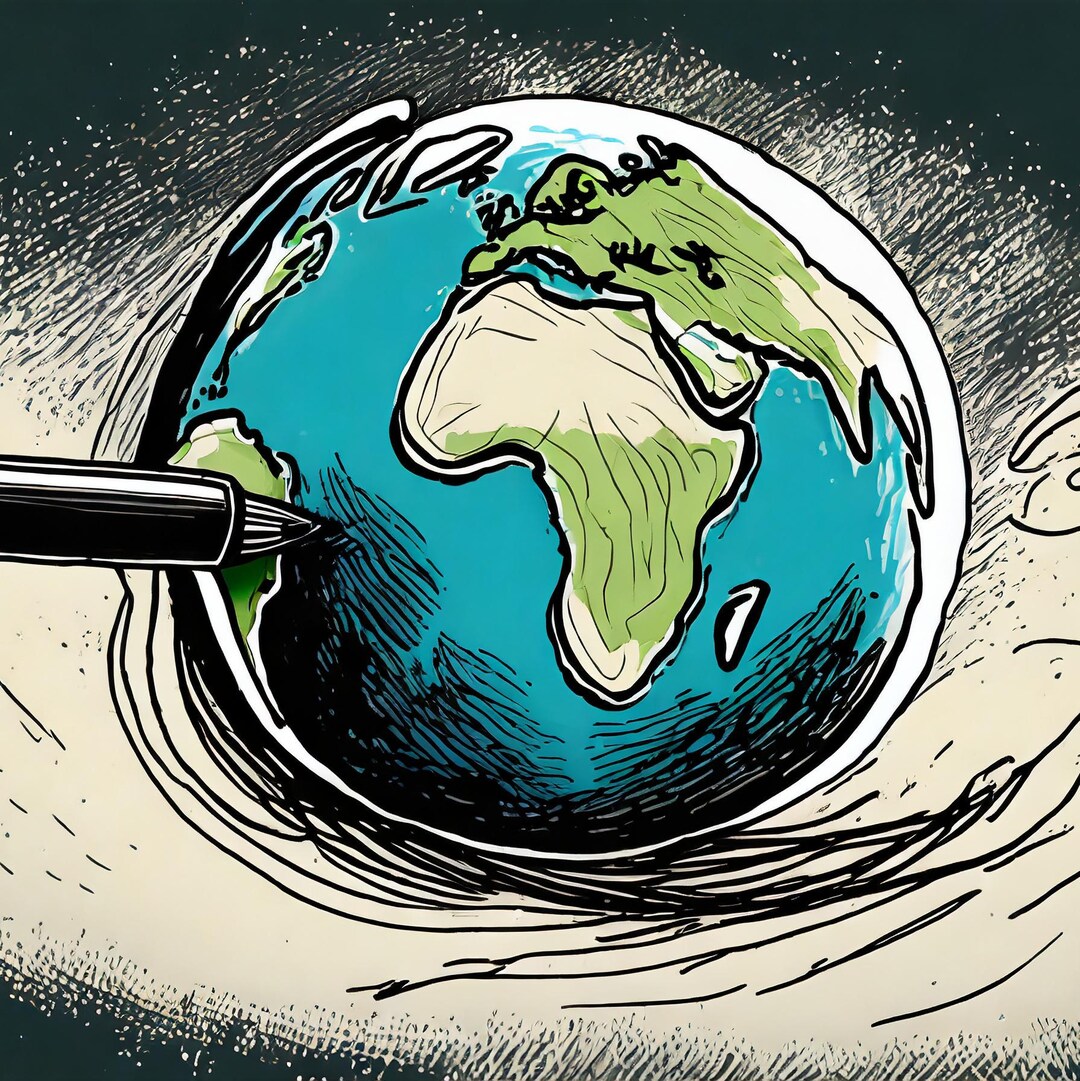 Pen Meets Planet AI Art, Earth Art, Creative Planet, Pen Illustration ...