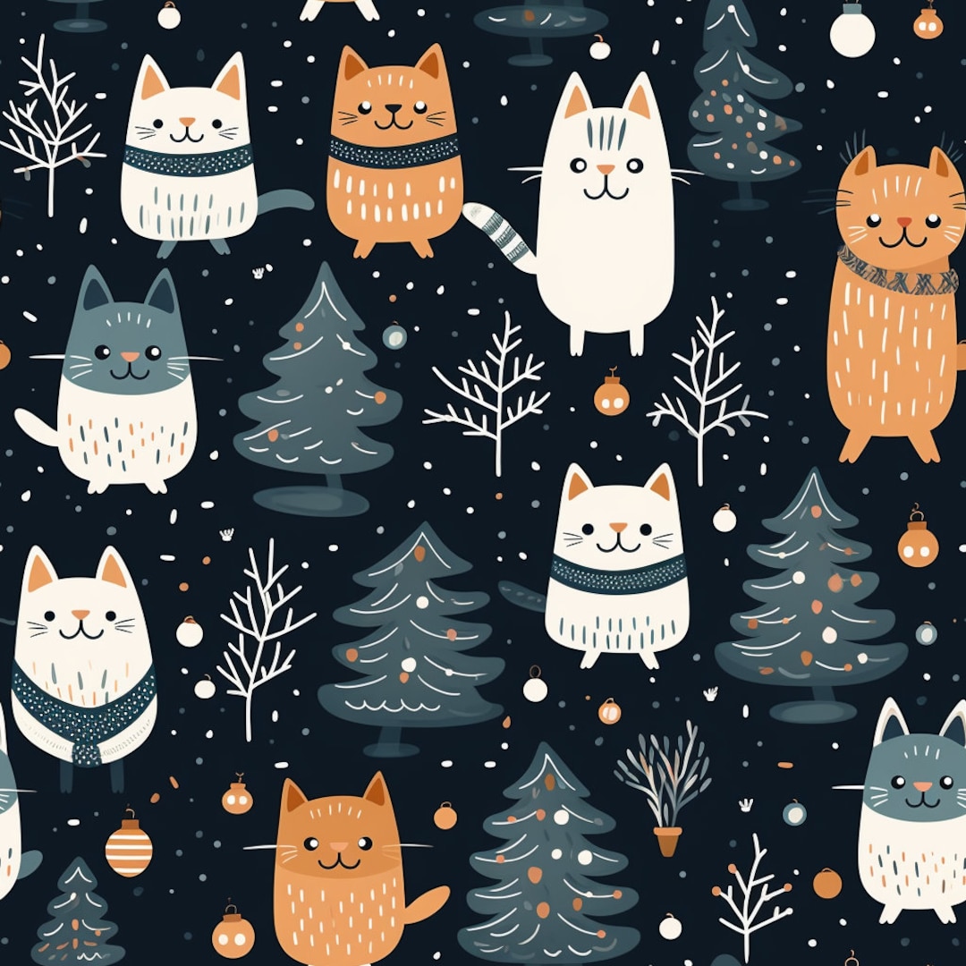 Downloadable PNG Pattern Christmas Cats - Etsy