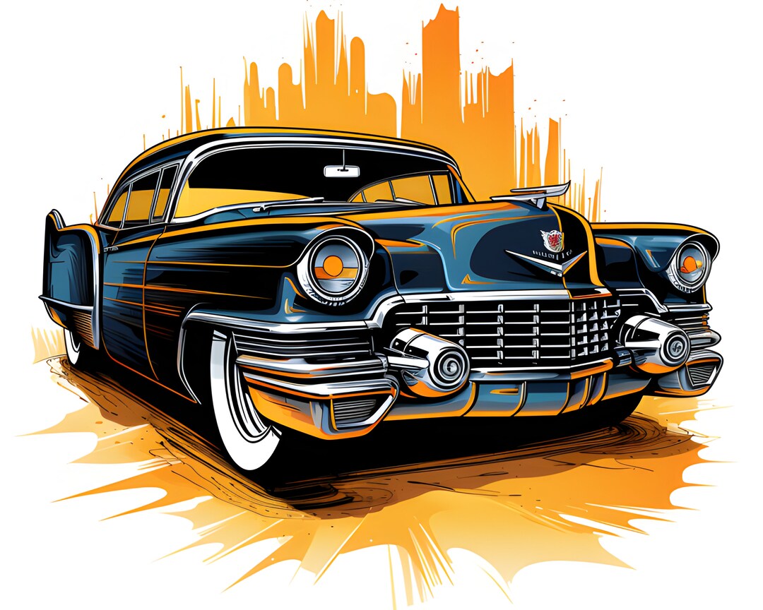Classic Cadillac Car Cartoon Style Vintage - Etsy