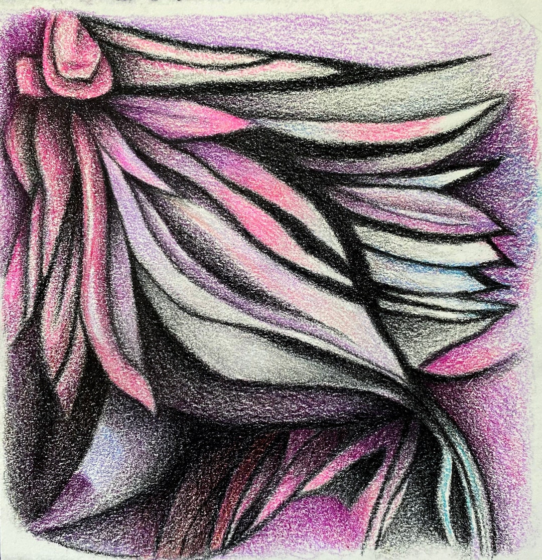 His Wings Are Like Petals, Visionary Art, Archival Art Print, Colored ...