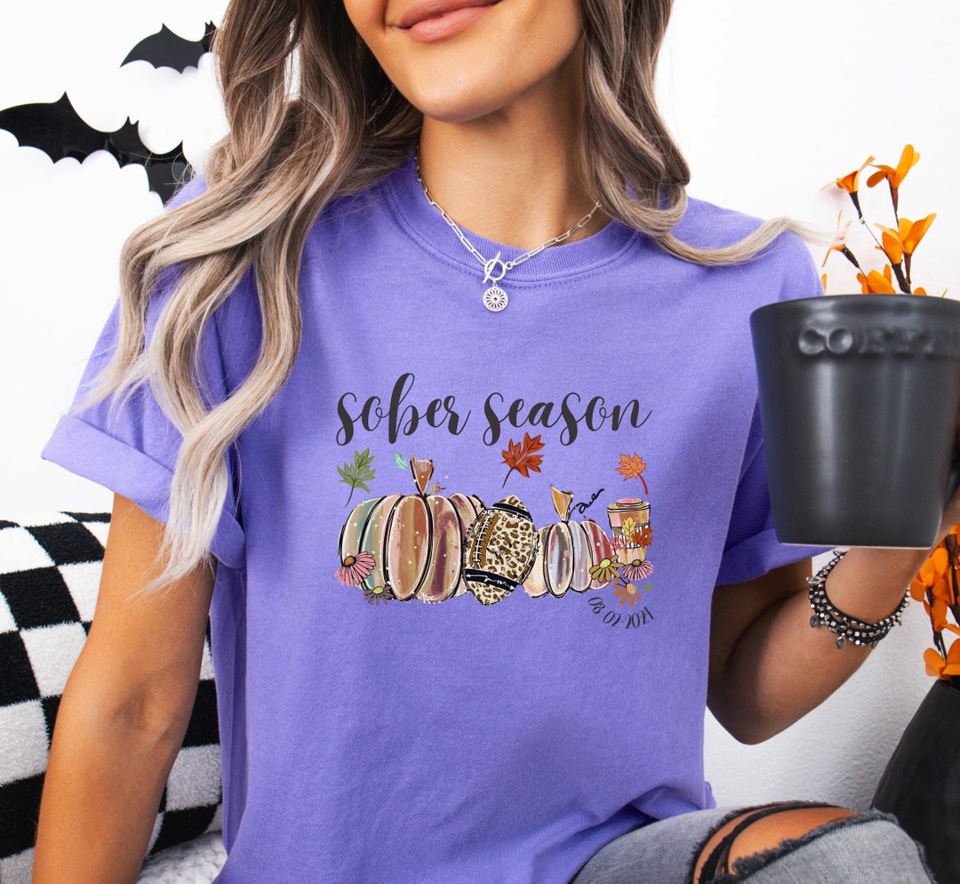 Custom Sobriety Fall T-shirt, Personalized Sober October Tshirt, Autumn ...