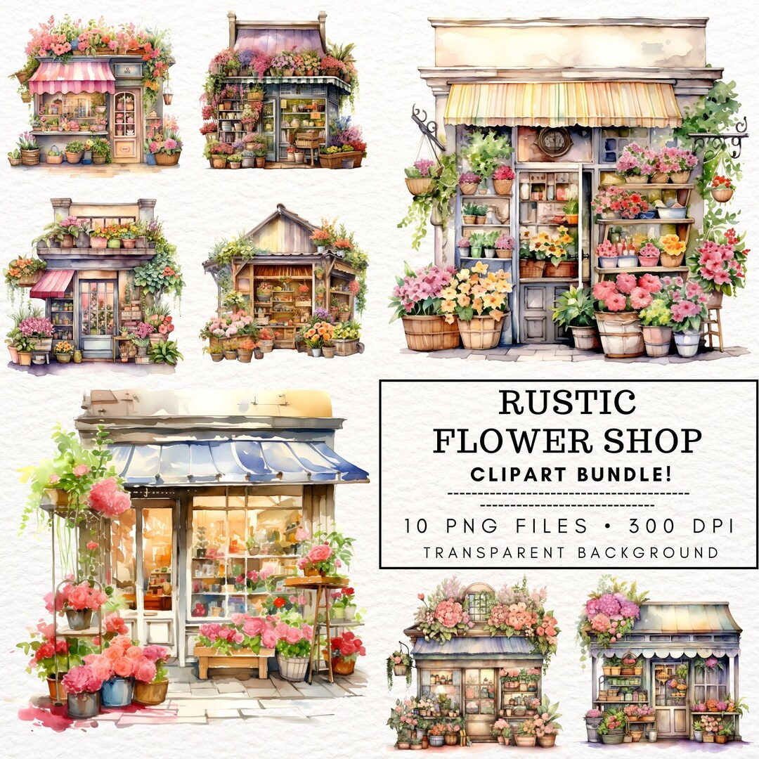 Rustic Flower Shop Clipart 10 High-resolution PNG Files - Etsy