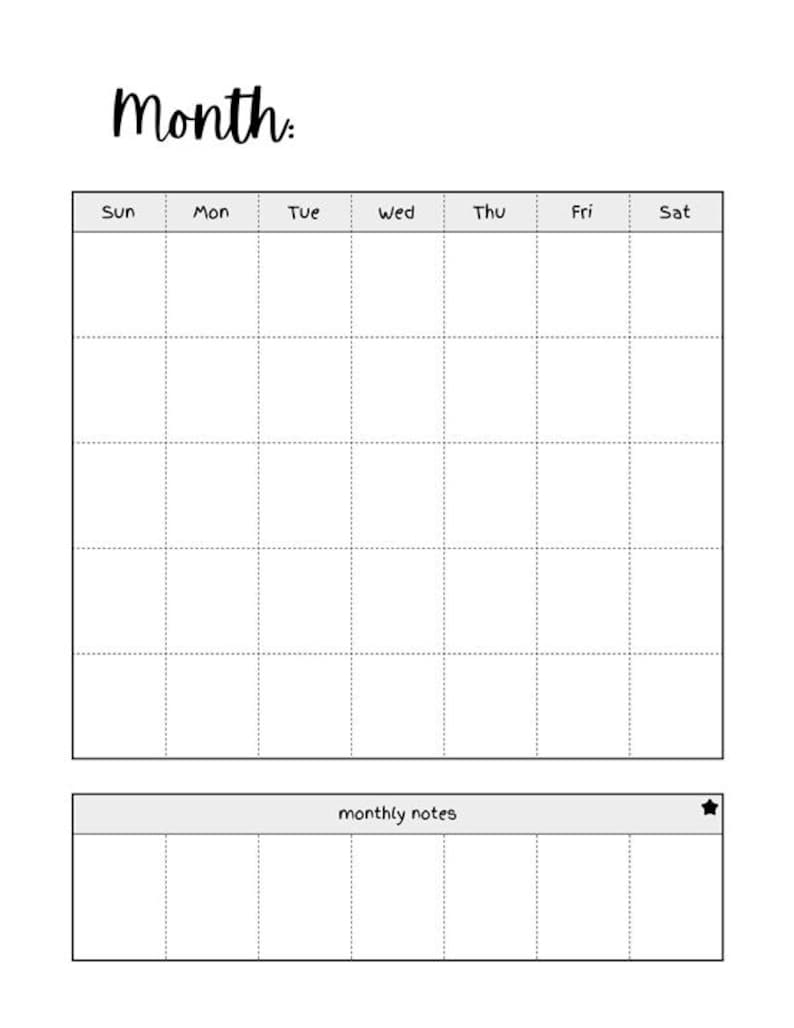 EDITABLE Blank Calendar Template 2025 2026 Printable 8.5 11 in Letter ...