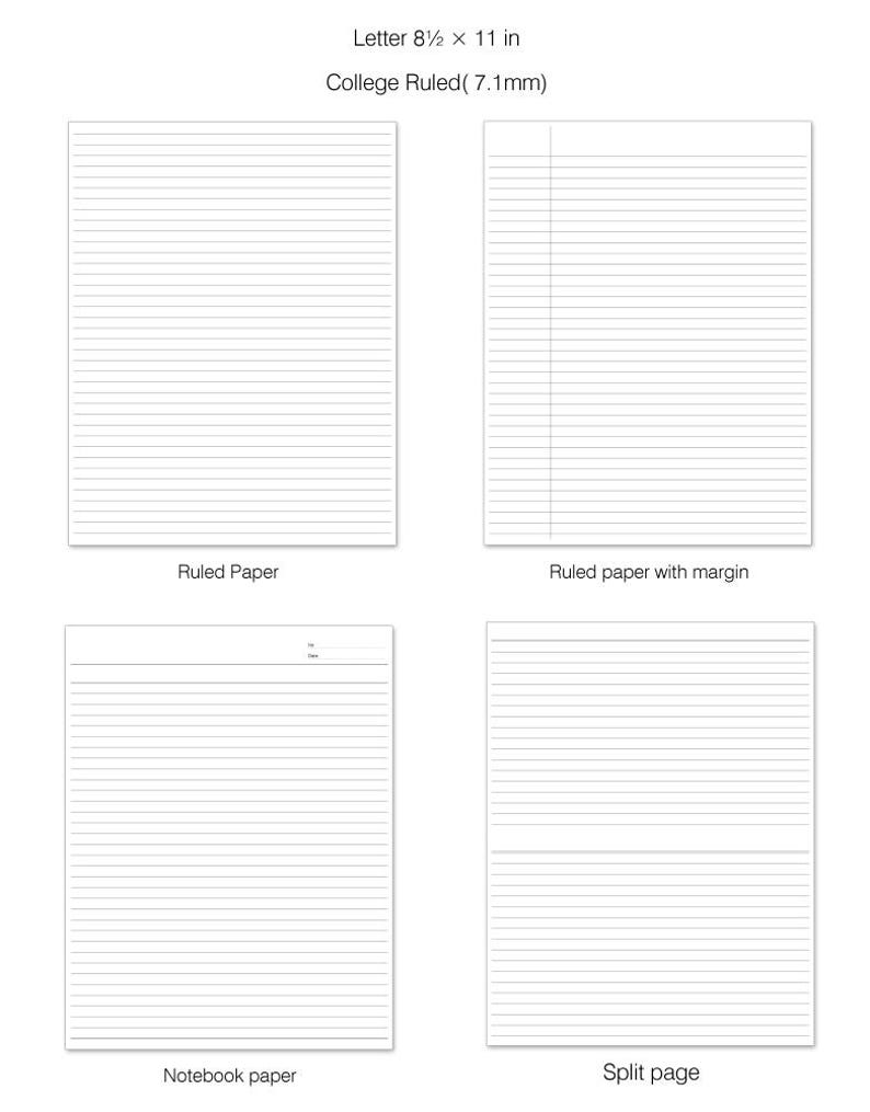 Printable Ruled Paper Templates: Letter Size, College Rule (PDF, PNG ...