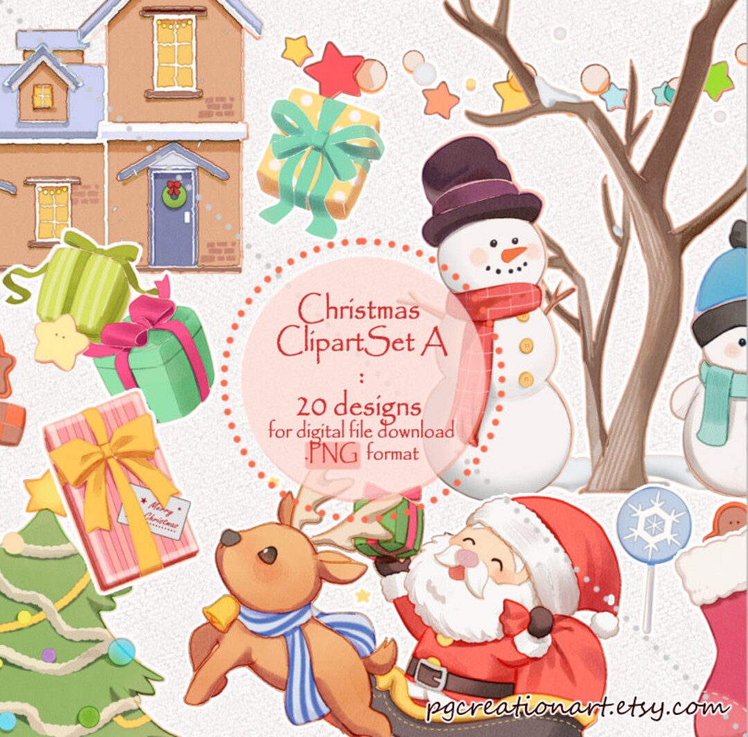 Christmas Clip Art Set for Digital Files Download PNG Crafting - Etsy