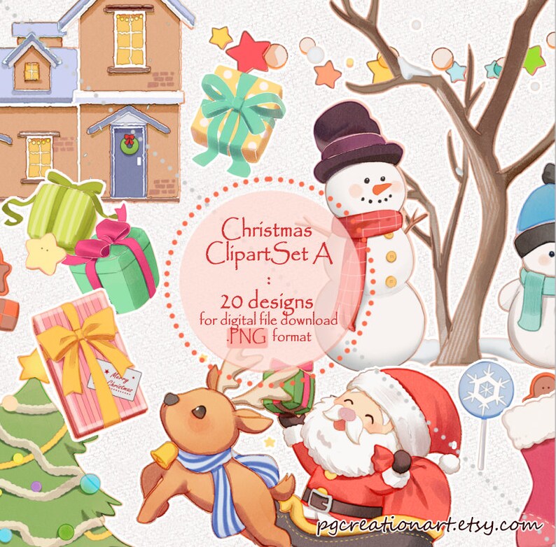 Christmas Clip Art Set for Digital Files Download PNG Crafting - Etsy