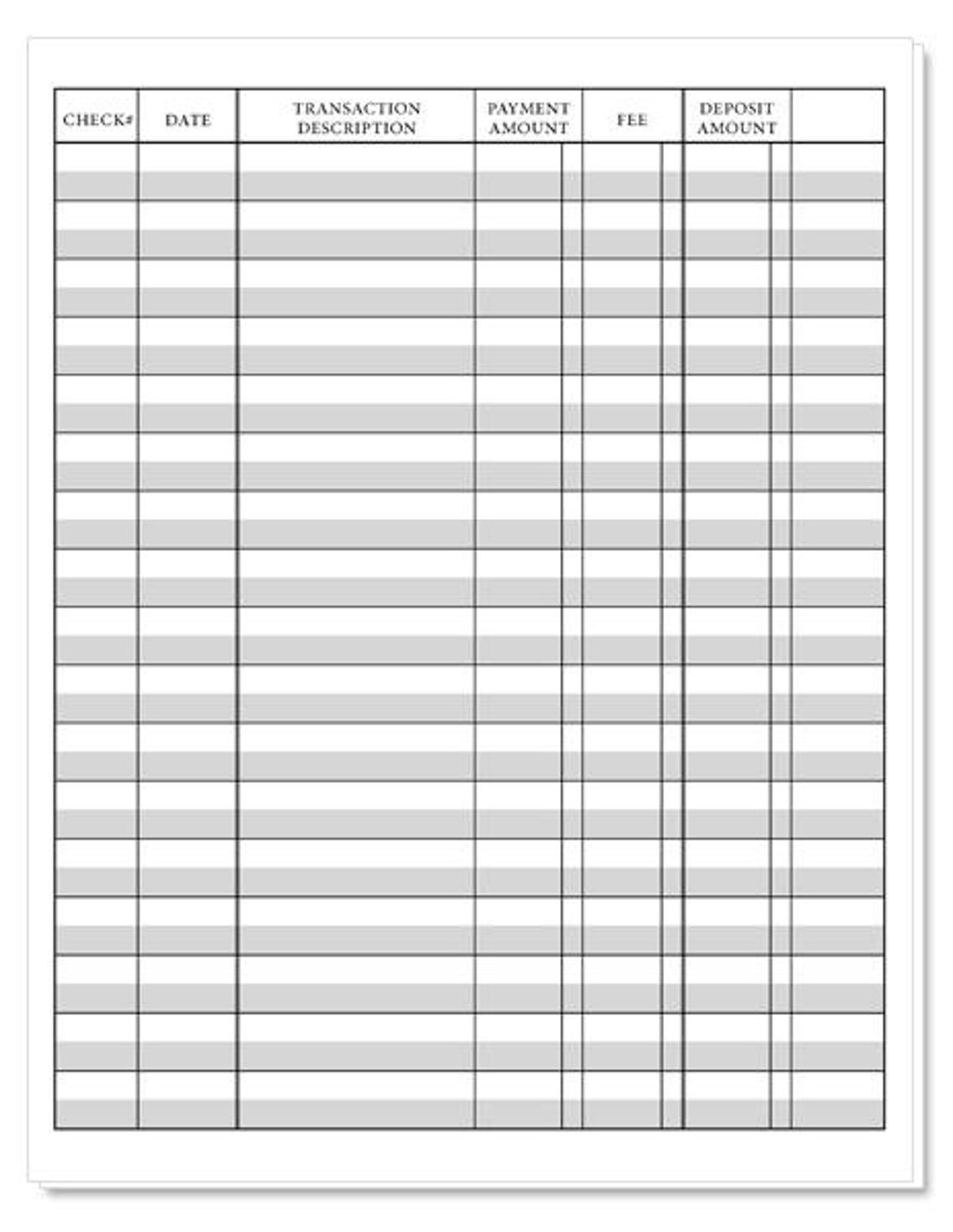 PRINTABLE Large Check Register Template Printable 8.5 11 in Letter - Etsy