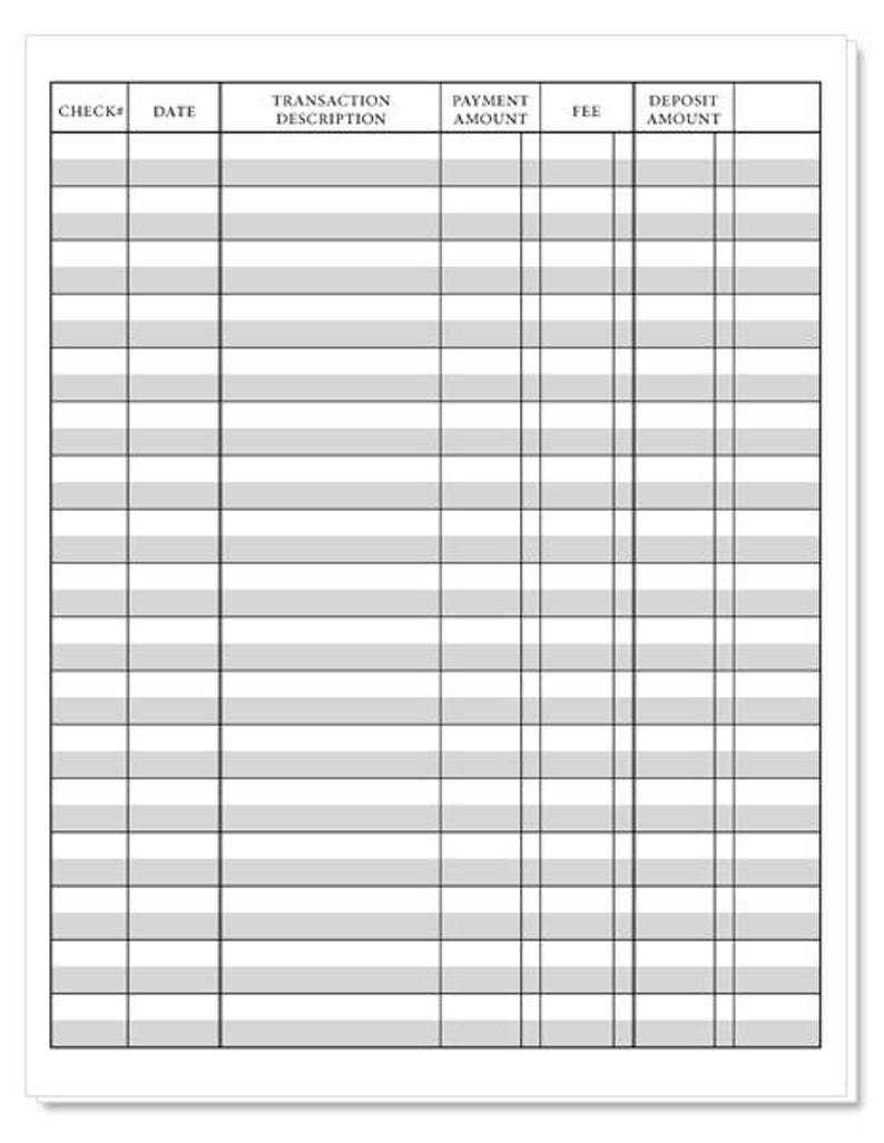PRINTABLE Large Check Register Template Printable 8.5 11 in Letter - Etsy