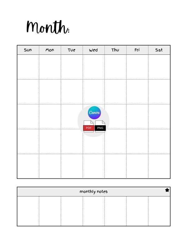 EDITABLE Blank Calendar Template 2025 2026 Printable 8.5 11 in Letter ...