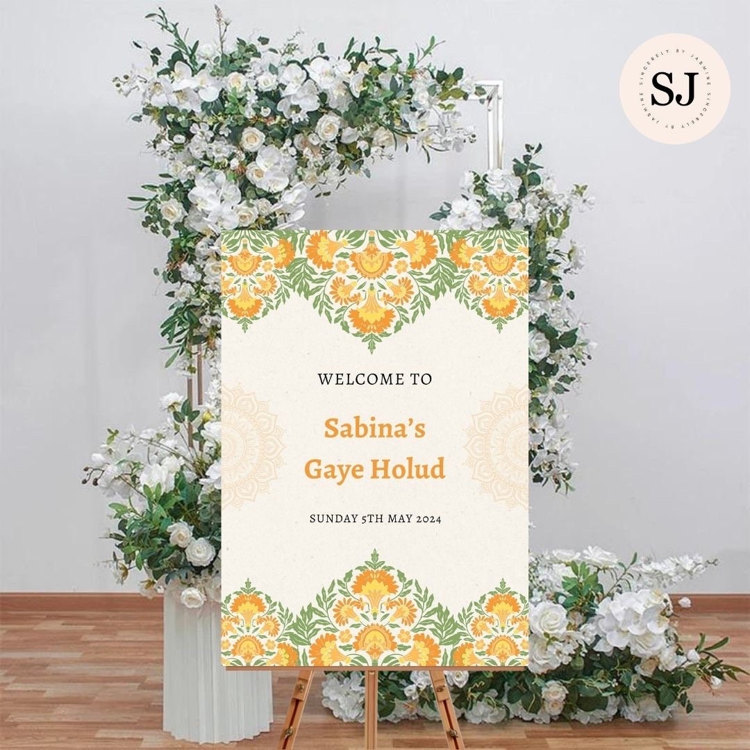 Haldi Ceremony Maiyoun Maiyan Gaye Holud Welcome Sign Asian Wedding ...