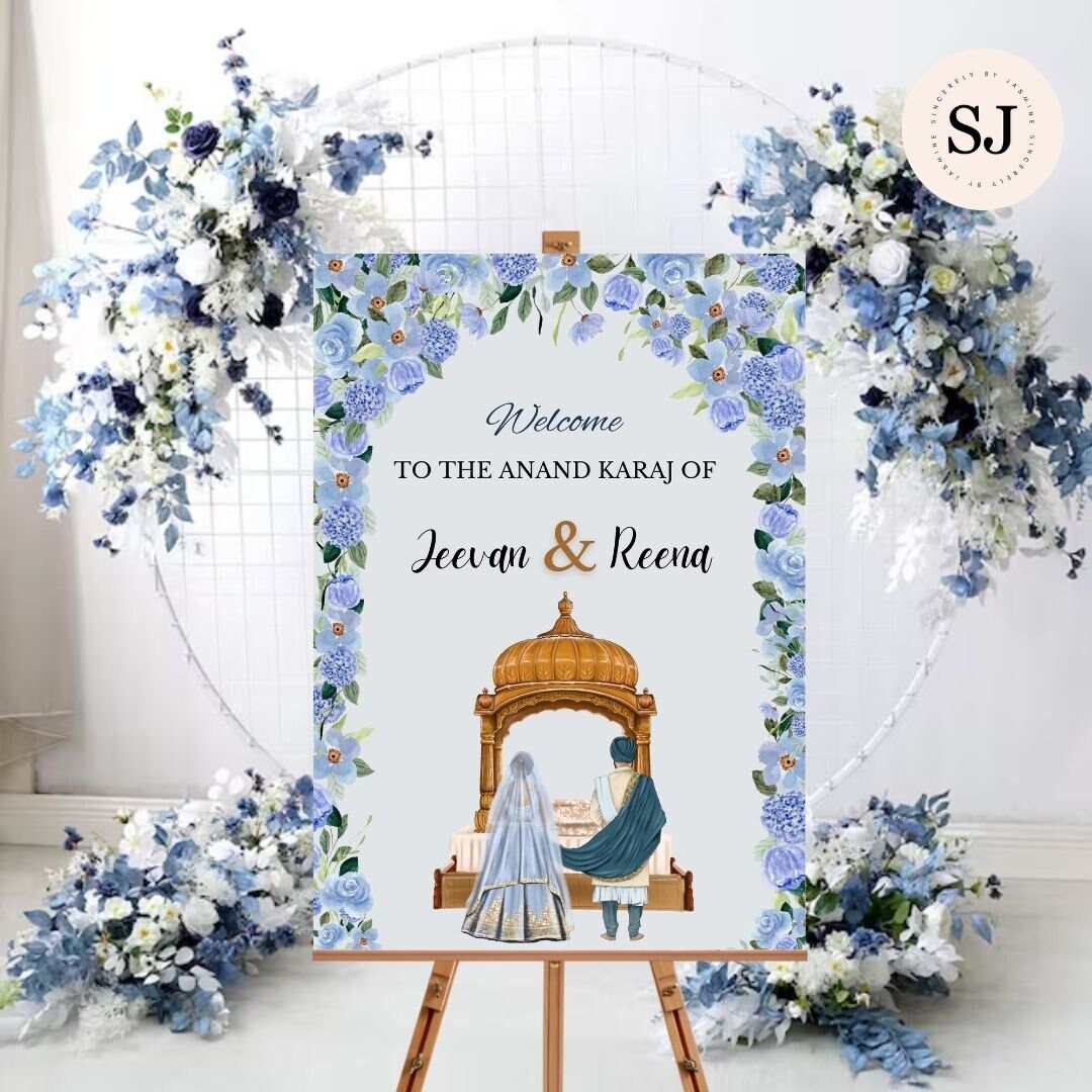Anand Karaj Welcome Sign Sikh Wedding Indian Wedding Welcome Board ...