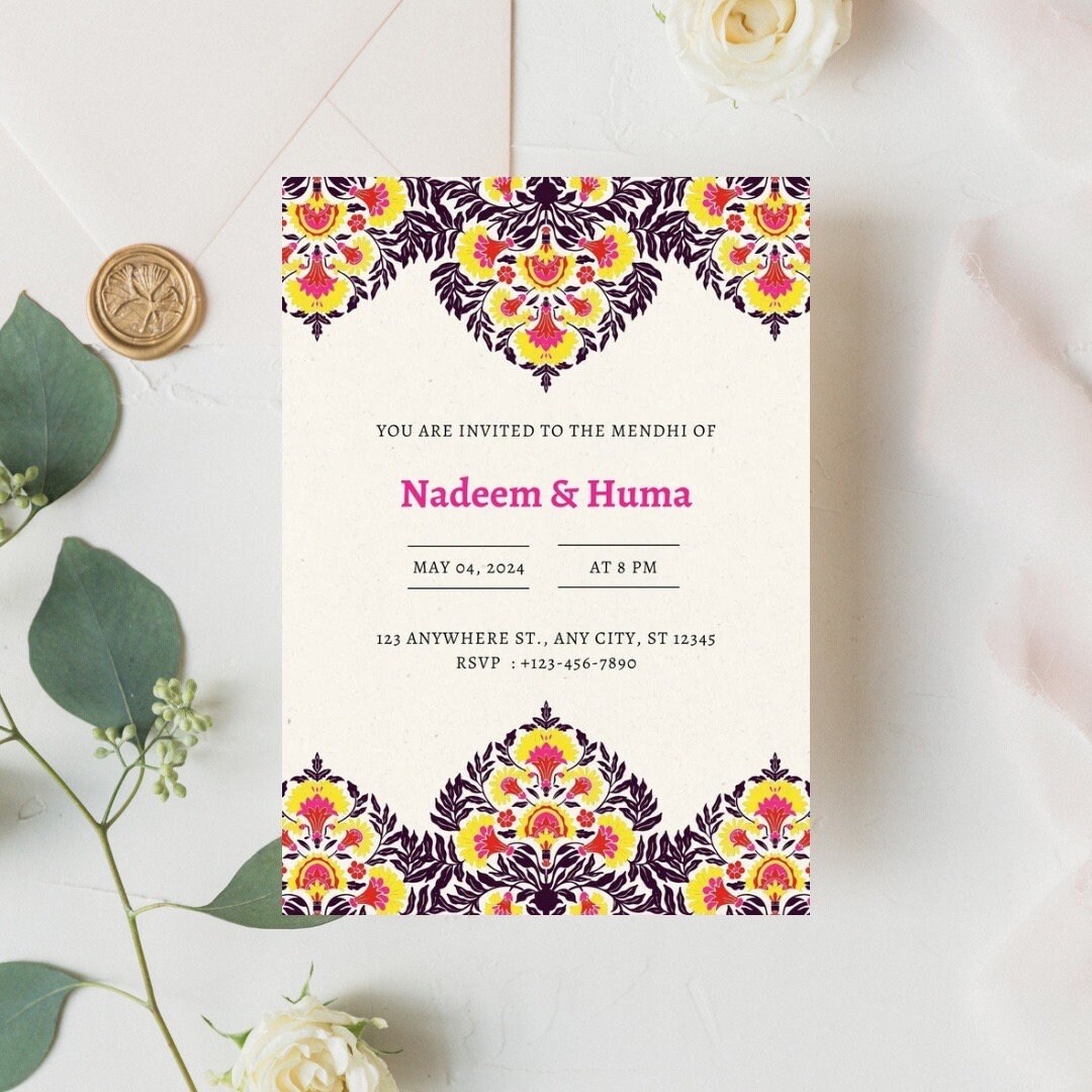 Mendhi Invitation Maiyan Invitation Sangeet Invitation Jago Invitation ...