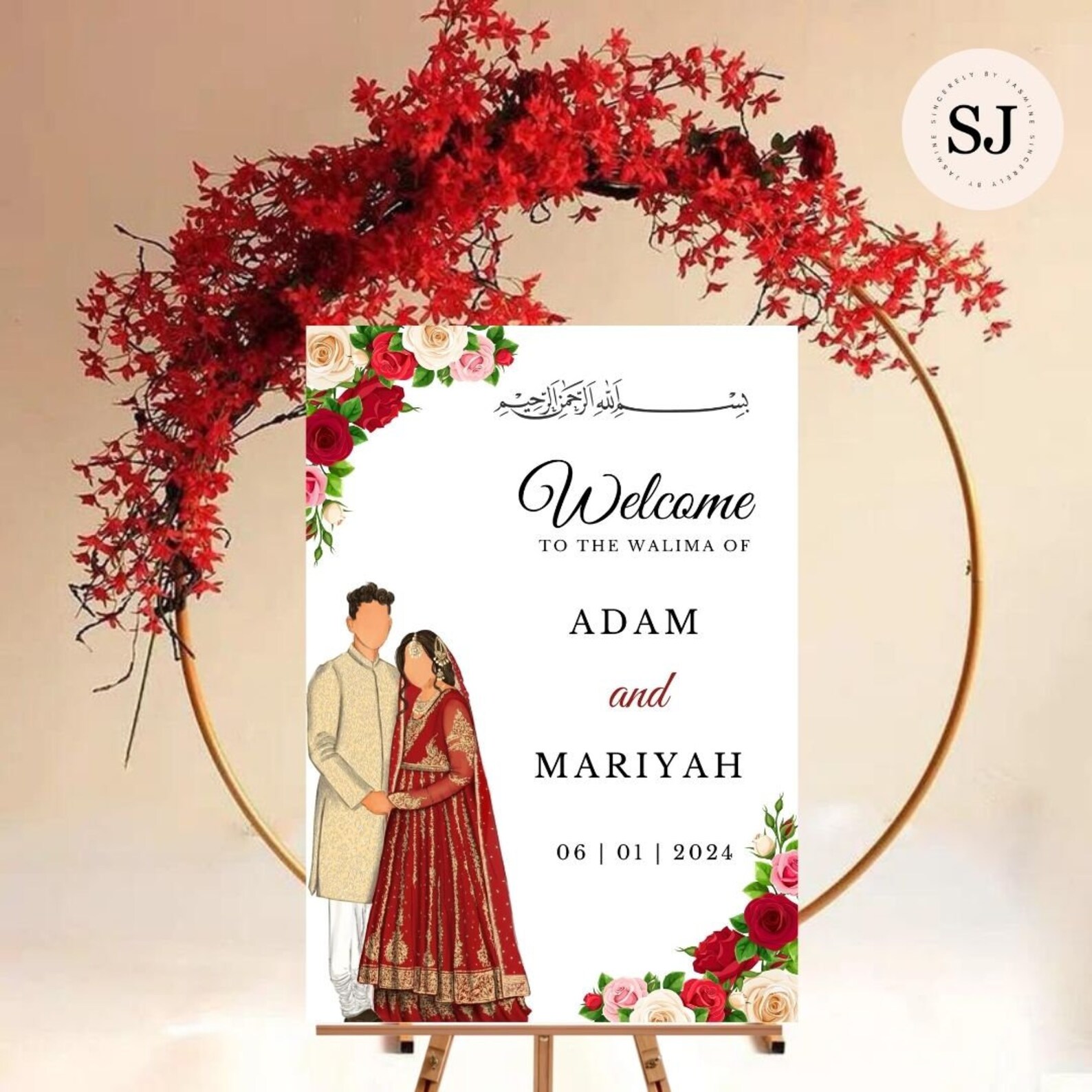 Nikkah Welcome Sign | Nikkah Welcome Board | Personalised Nikkah Sign ...