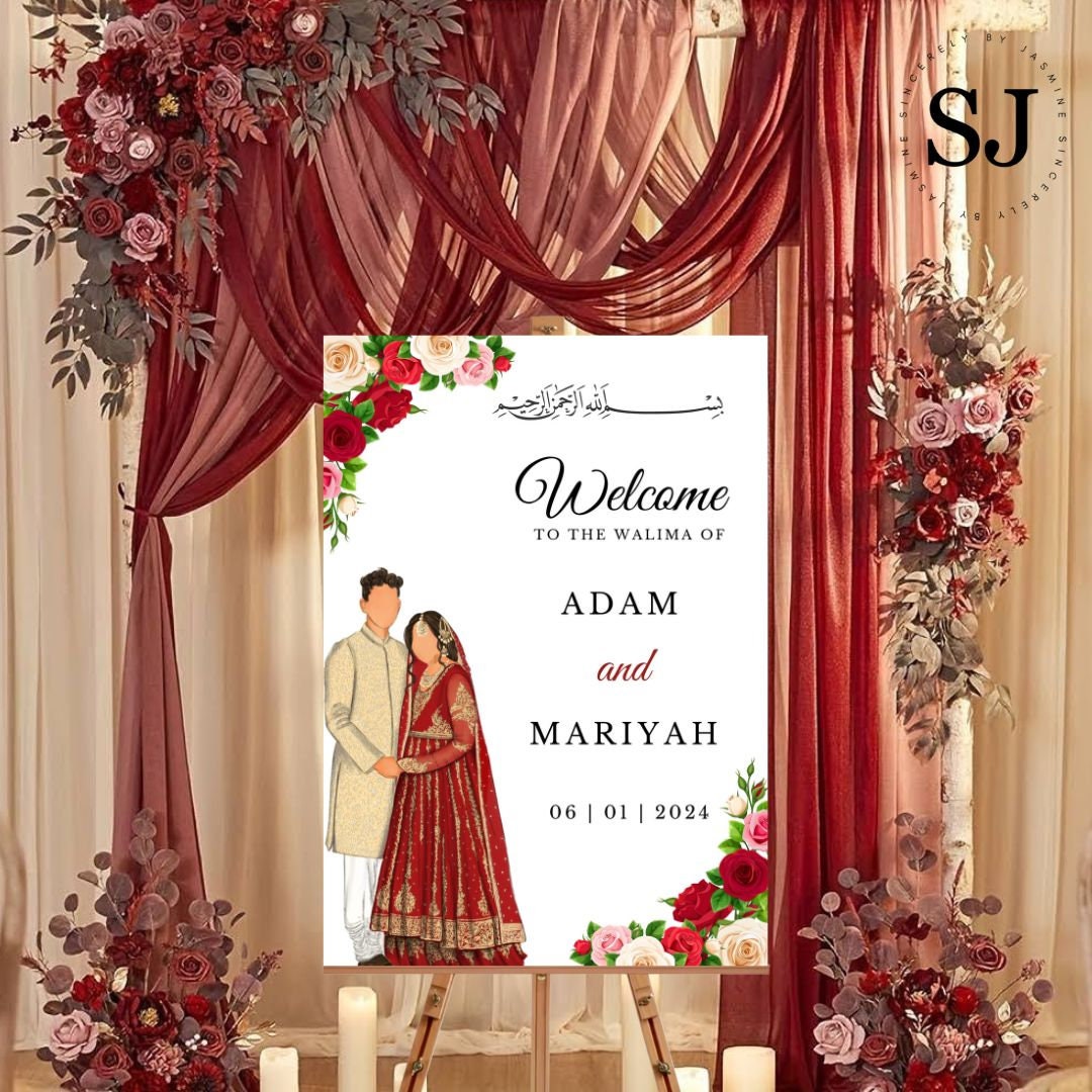 Nikkah Welcome Sign Nikkah Welcome Board Personalised Nikkah Sign ...