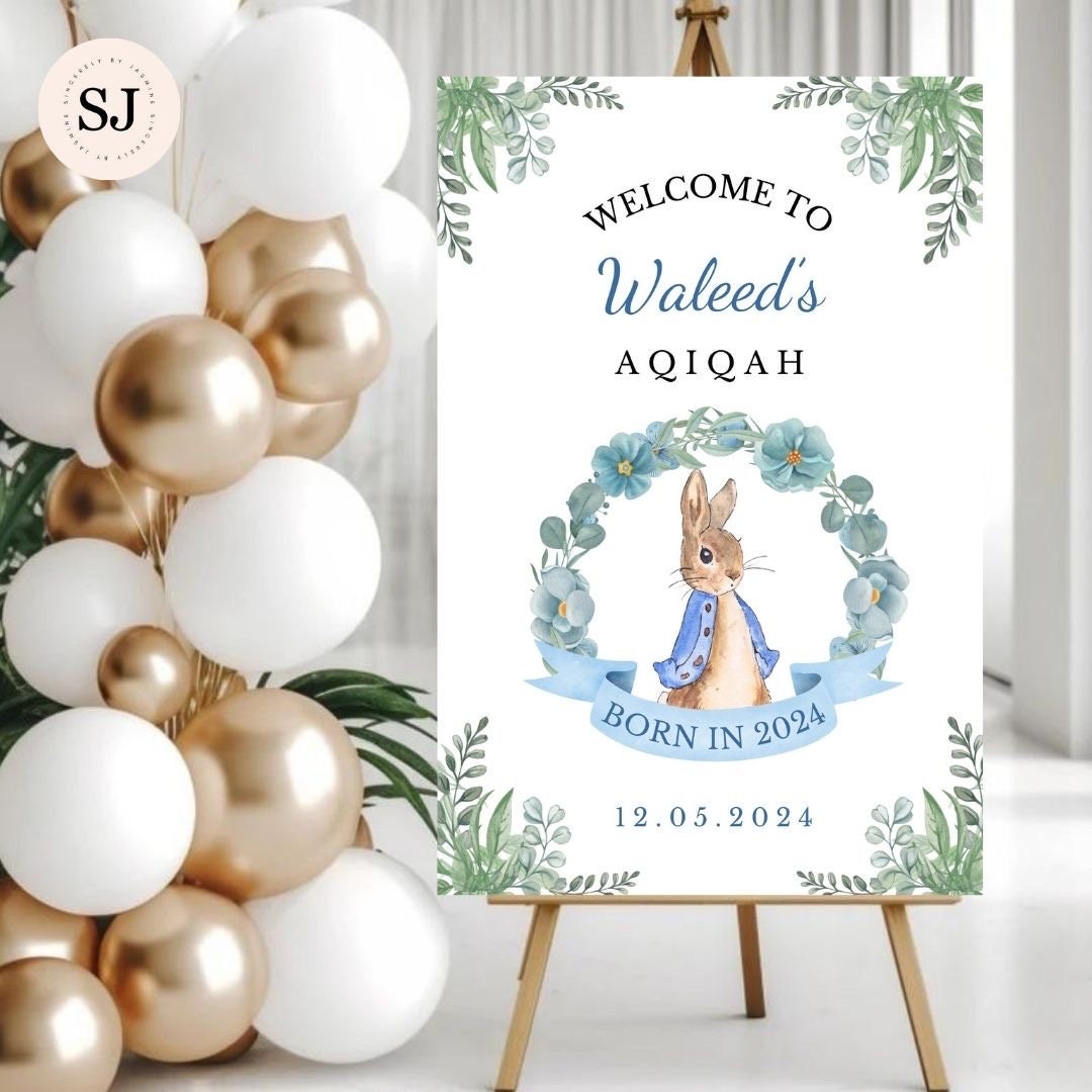 Peter Rabbit Welcome Board | Baby Shower Sign | Aqeeqah Decor | Baby ...