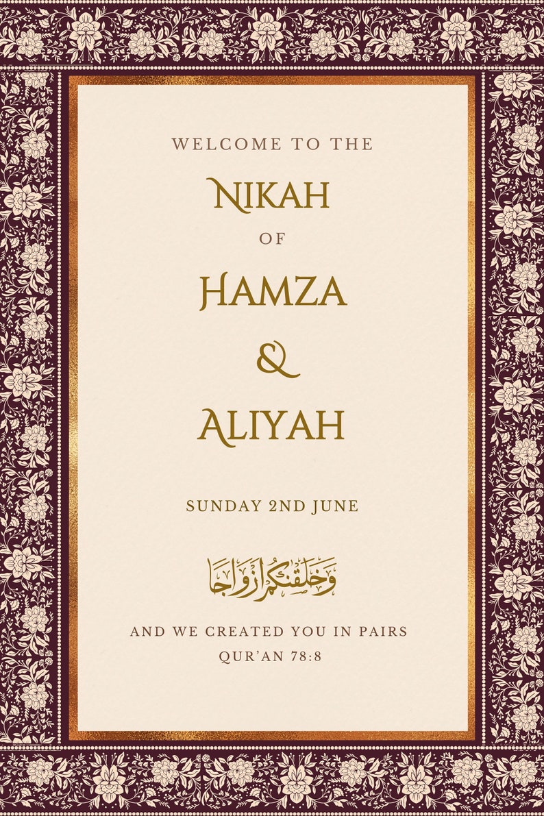Nikkah Sign | Walima | Nikah | Engagement | Nikkah Decor | Welcome ...
