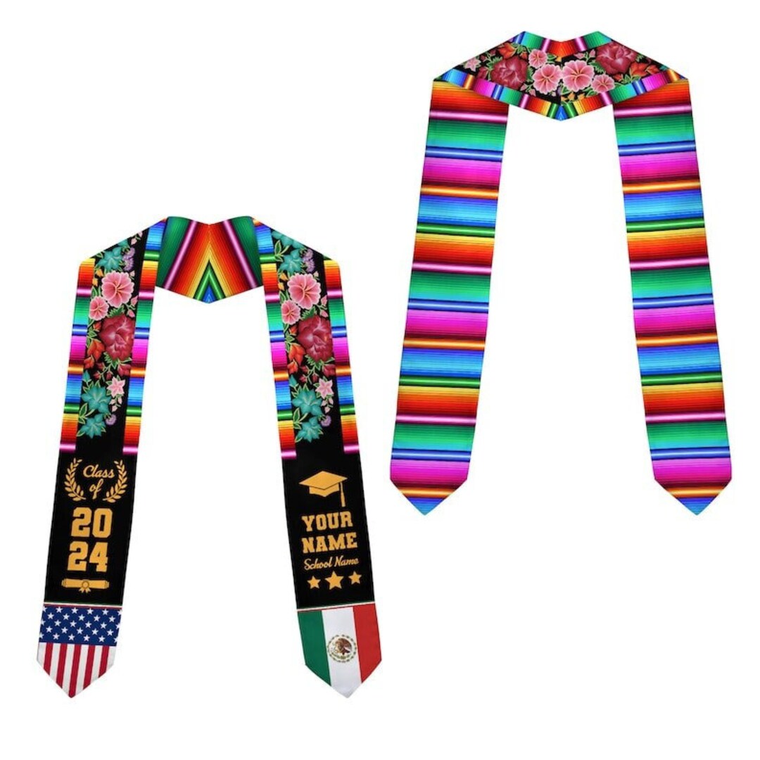 Personalized Mexican Graduate Stoles, Mixed Country Flag Graduation ...