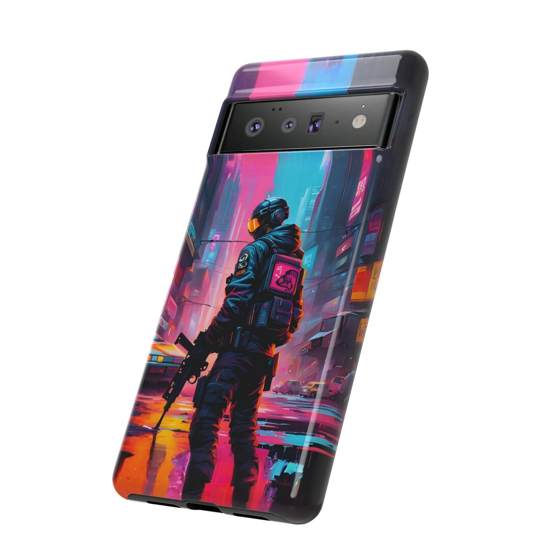 Cyberpunk Warfare Soldier Phone Case - Colorful Soldier Back Pose ...