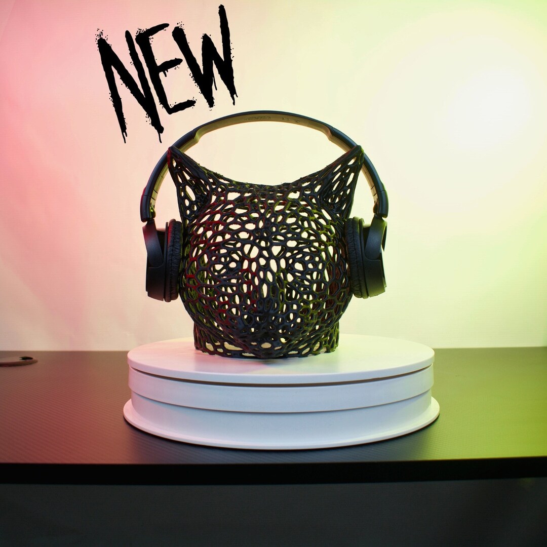 3D Cat Headphone Stand Minimalist Black Headset Holder Unique ...
