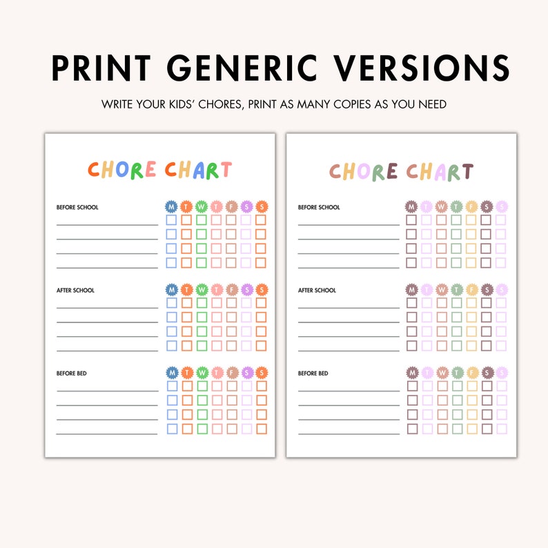 Kids Chore Chart Kids Responsibility Chart Kids Routine Chart Kids ...