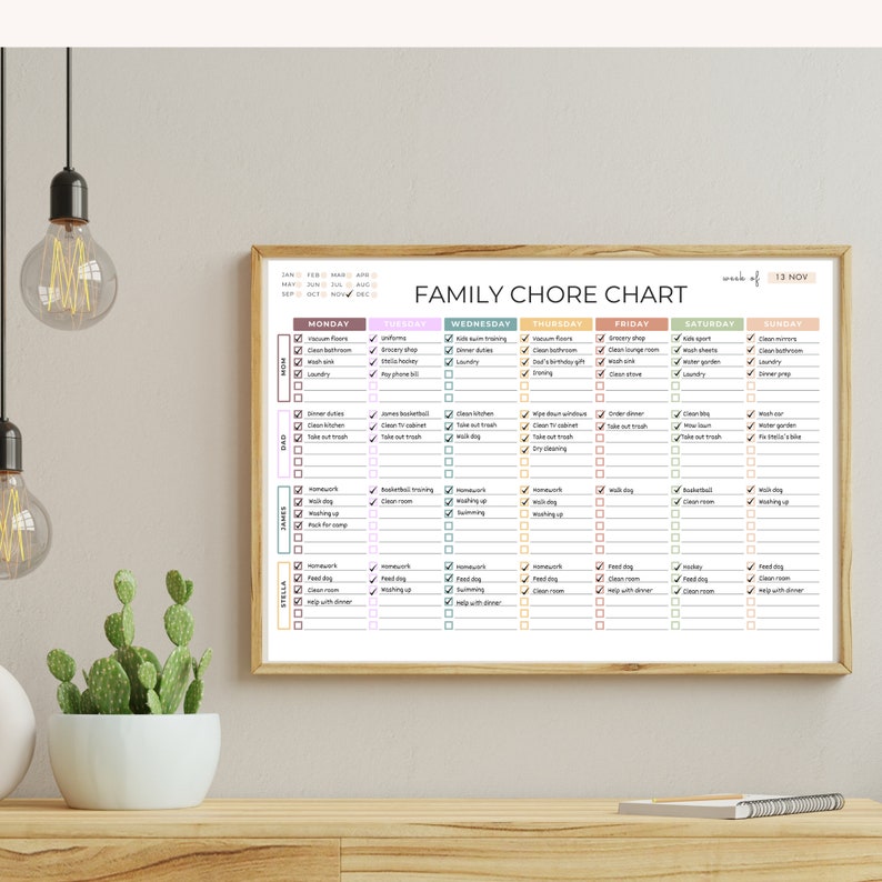 Family Chore Chart | ADHD Chore Chart | Cleaning Schedule | Weekly ...