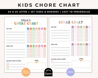 Kids Chore Chart Editable Template Printable PDF Responsibility Chart ...
