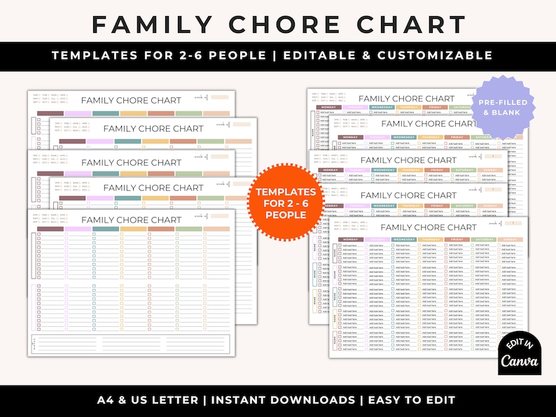 Family Chore Chart | ADHD Chore Chart | Cleaning Schedule | Weekly ...