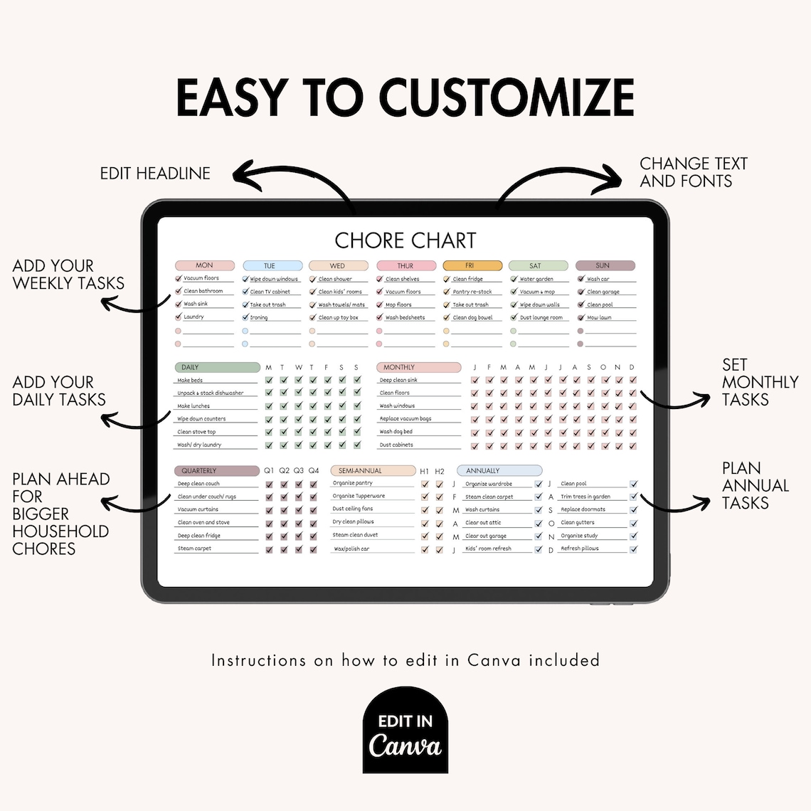 ADHD Chore Chart | Cleaning Checklist | Cleaning Schedule | Cleaning ...