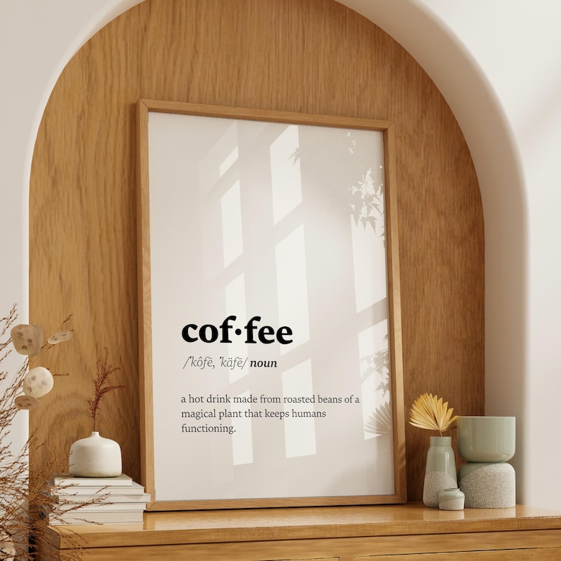 Coffee Definition Minimalist Typography Wall Art Print for Modern ...