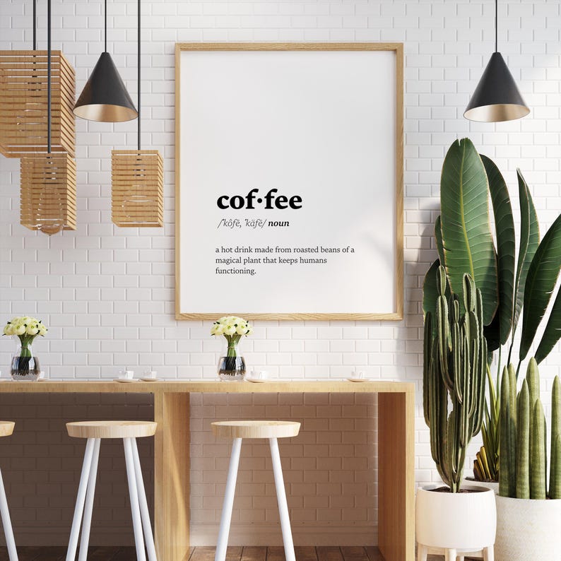 Coffee Definition Minimalist Typography Wall Art Print for Modern ...