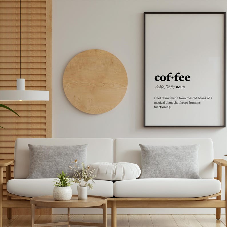 Coffee Definition Minimalist Typography Wall Art Print for Modern ...