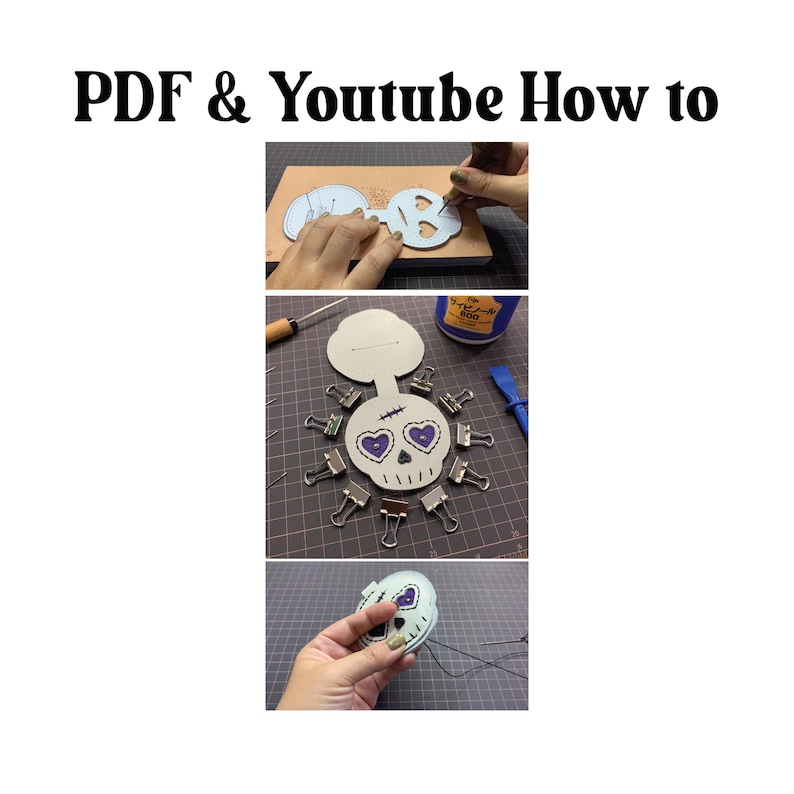 Skull Leather Sew Pattern Pdf, Halloween Cute Skull Pattern, Skull DIY ...