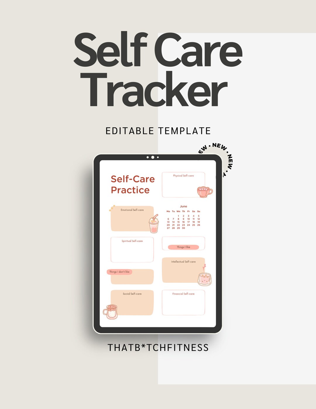 Editable Self Care Tracker - Etsy