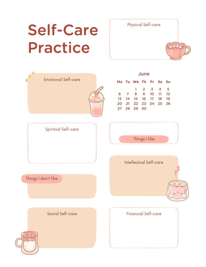 Editable Self Care Tracker - Etsy