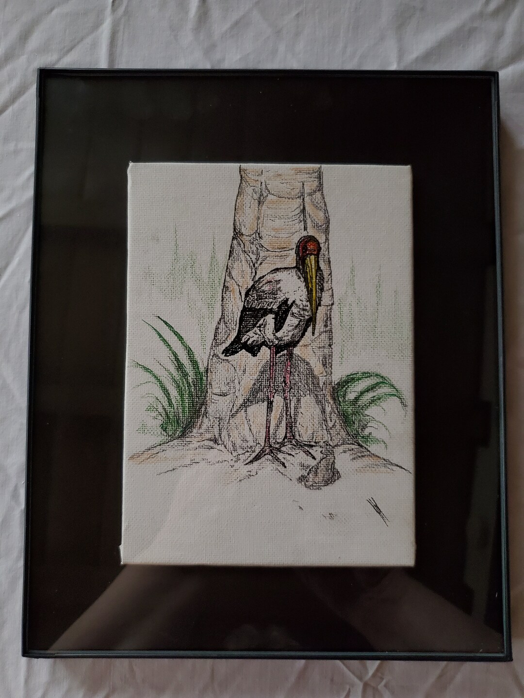 Stork, Original Artwork, Bird, Frame, Artboard, Marker Pencil - Etsy
