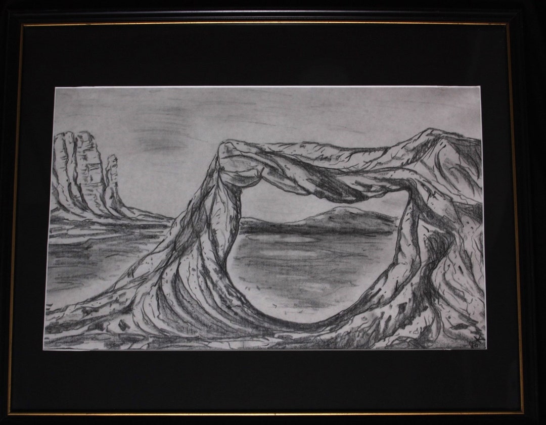 Mesa Arch, Original Art, Framed, Pencil Drawing, Landscape - Etsy