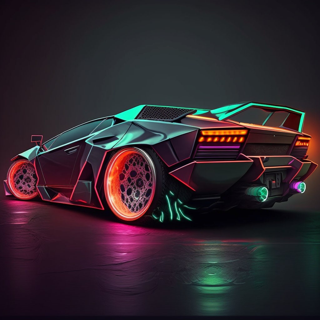 Red Neon Lamborghini Tron Red Auto Neon Transportation Car Led Luxury