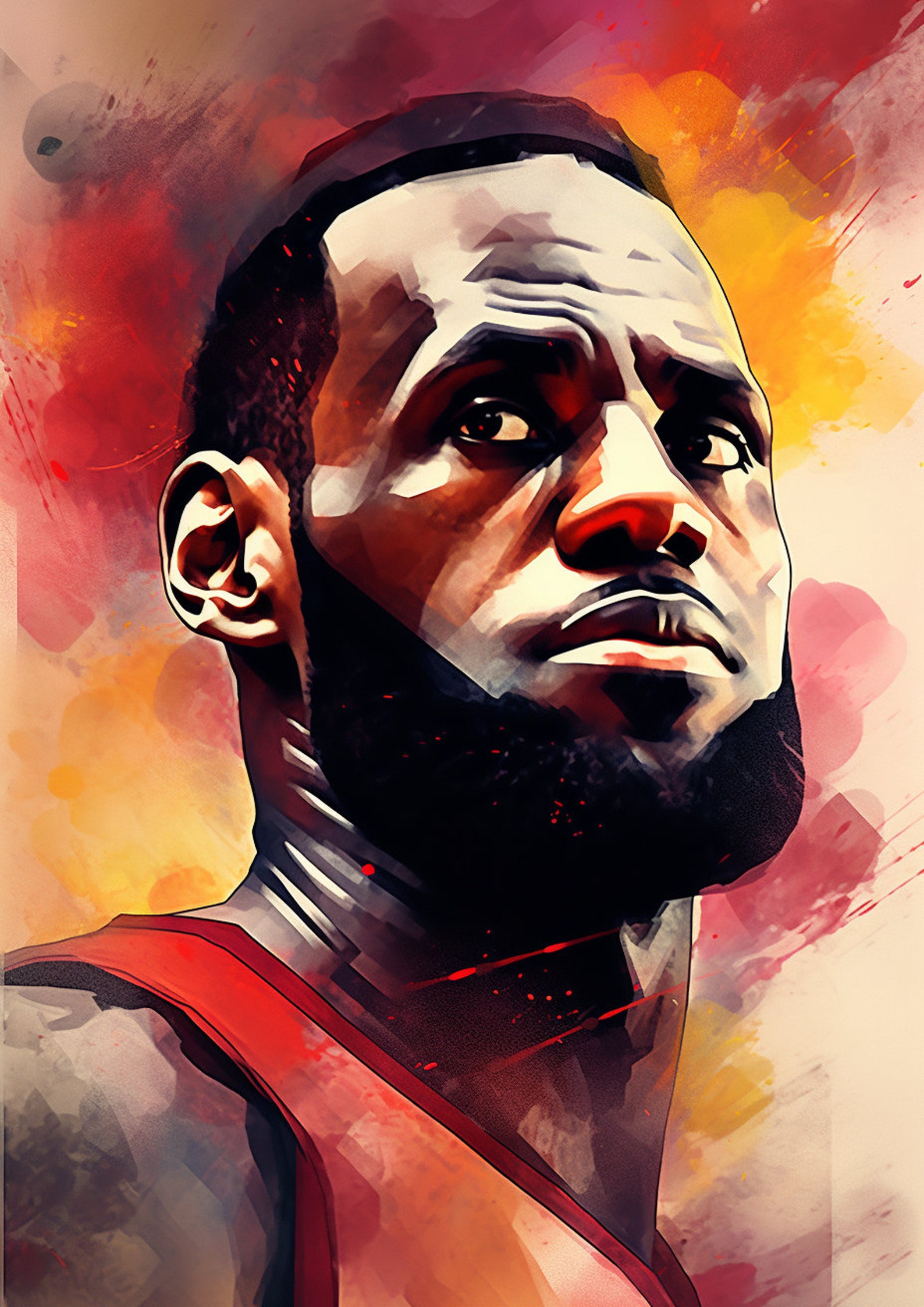 Lebron James Watercolor Color Blast Digital Art Pack | 10 Printable 300 ...