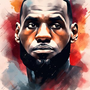 Lebron James Watercolor Color Blast Digital Art Pack | 10 Printable 300 ...
