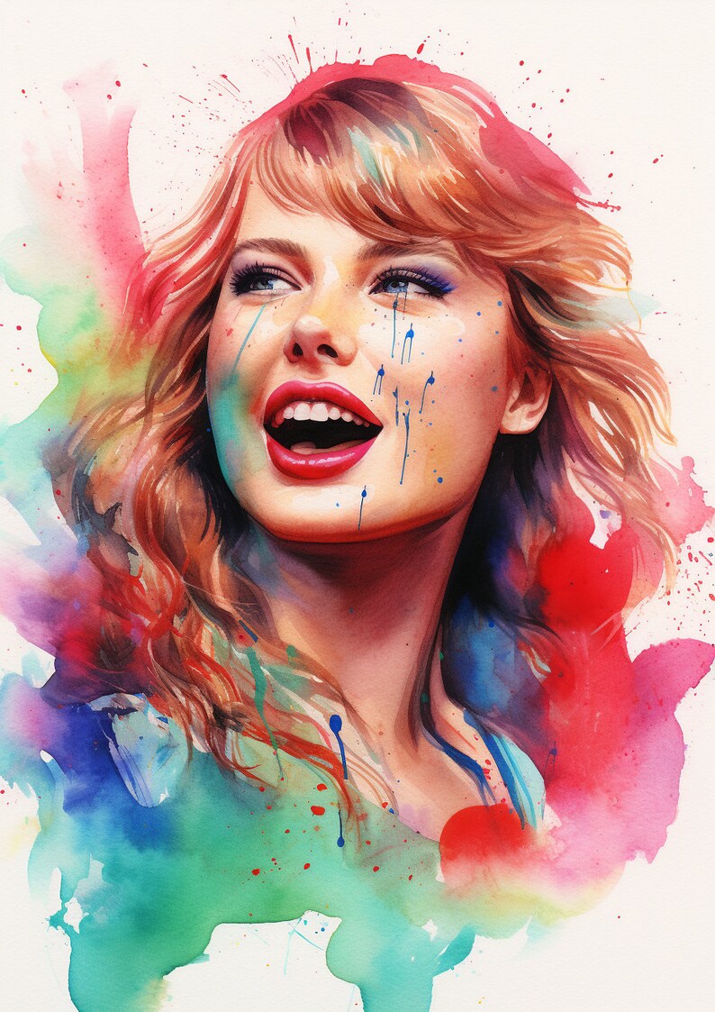 Taylor Swift Color Blast Digital Water Color Art 9 Images PNG File - Etsy