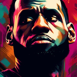 Lebron James Color Blast Retro Water Color Art Digital Art (12) Images ...