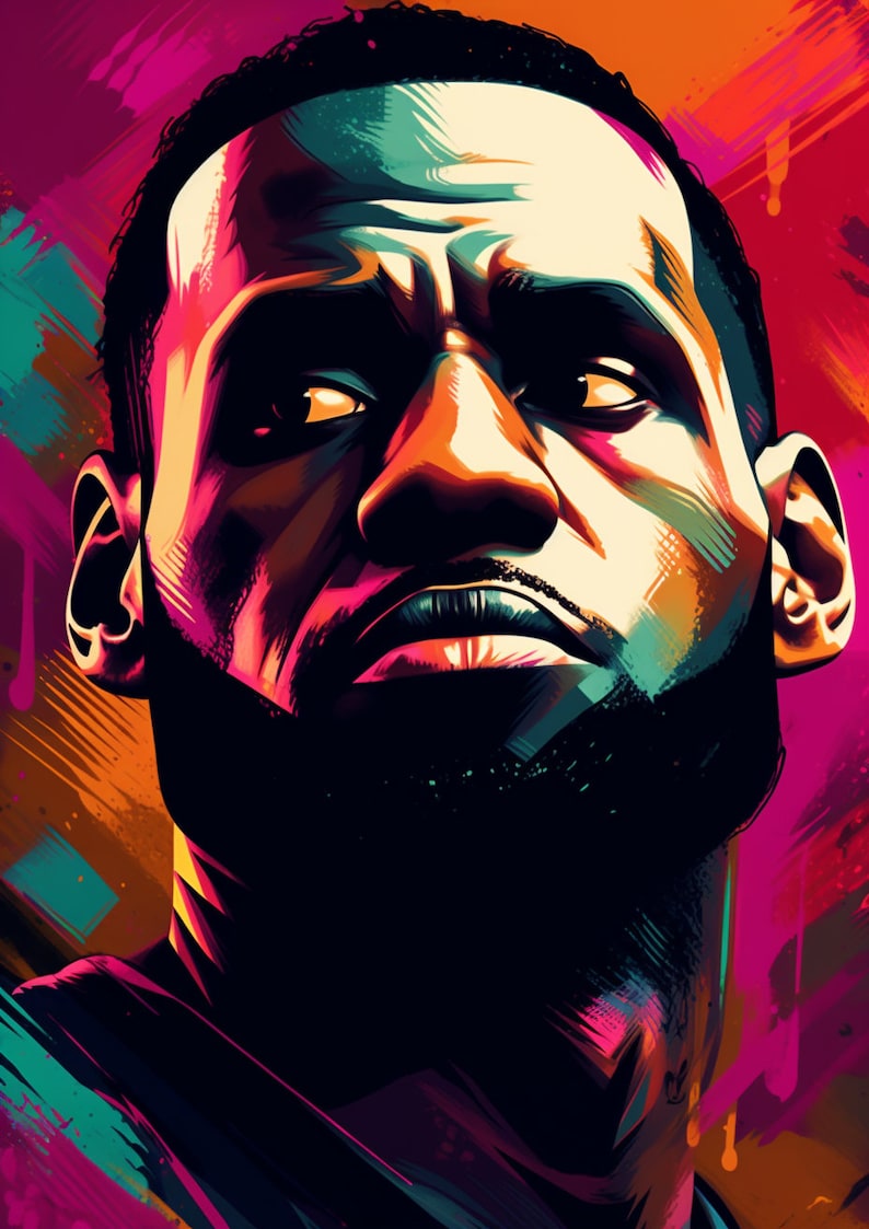 Lebron James Retro Color Blast Basketball Digital Art Bundle | 12 High ...